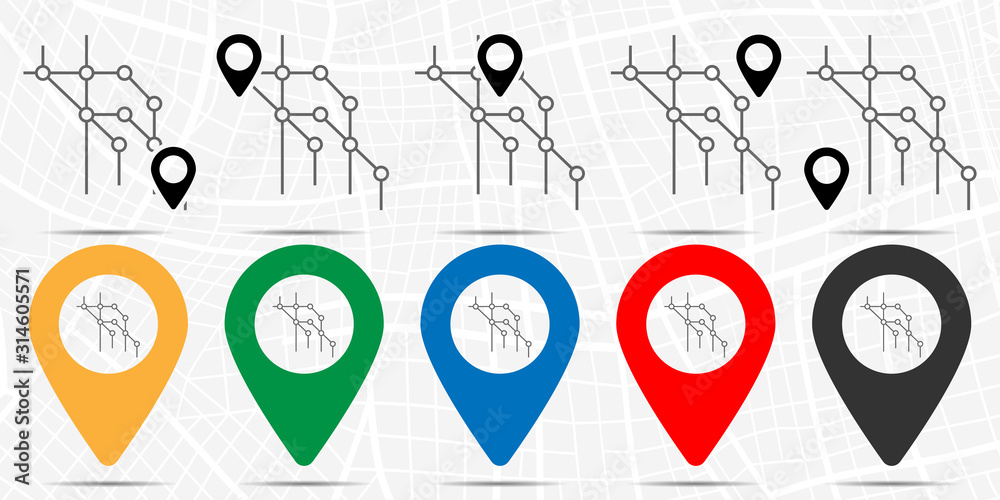 Subway map icon in location set. Simple glyph, flat illustration ...