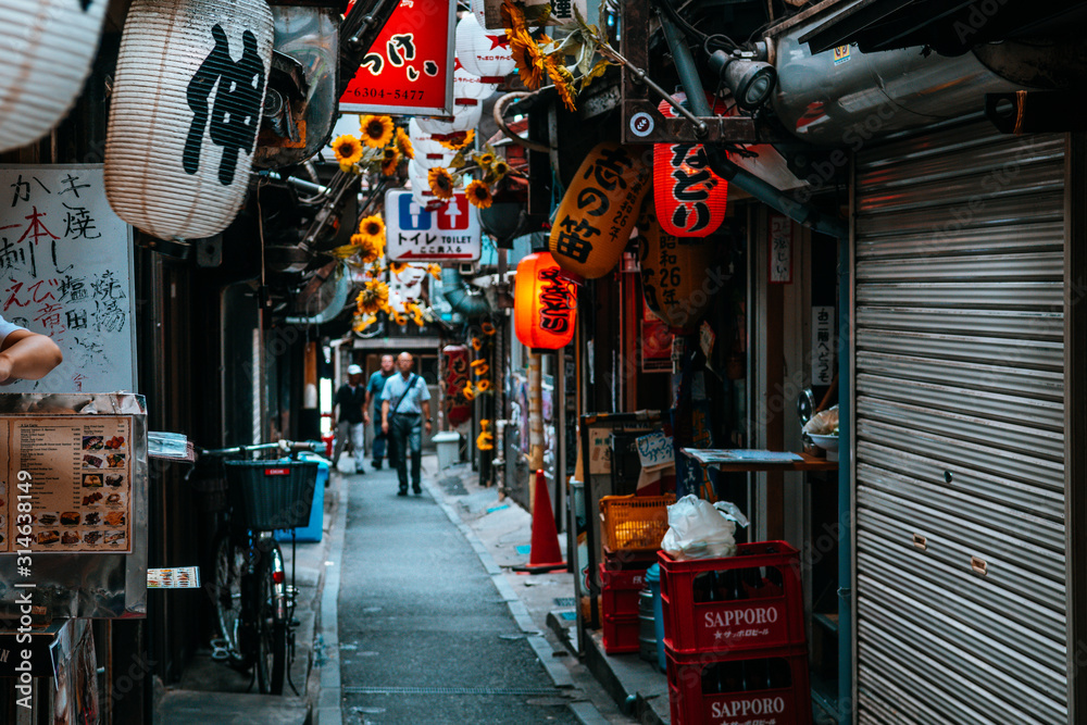 tokyo, japan. 14th august, 2018: dirty streets of golden gai in ...