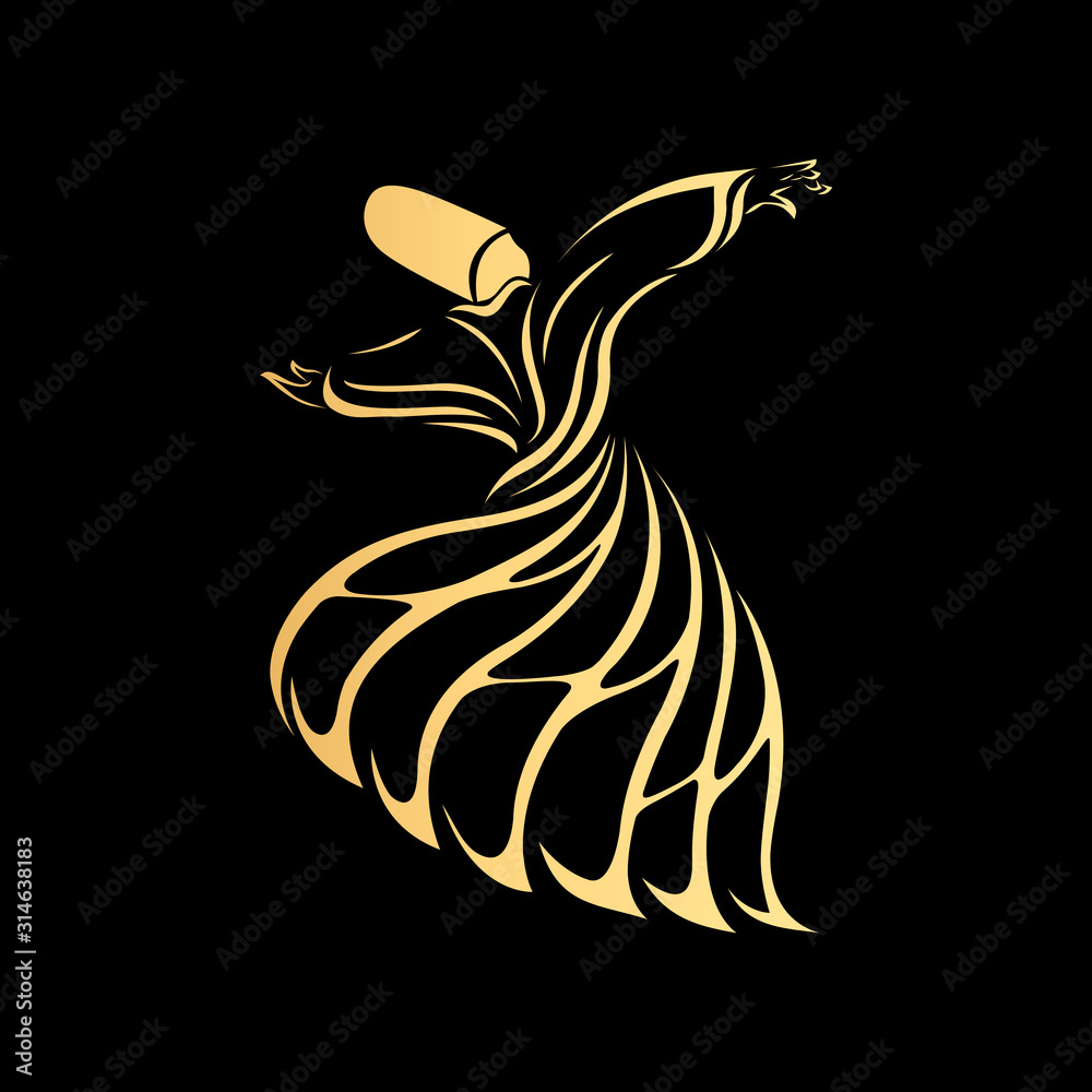 Mevlana, dancing dervish figure, love dance, vector illustration Stock ...