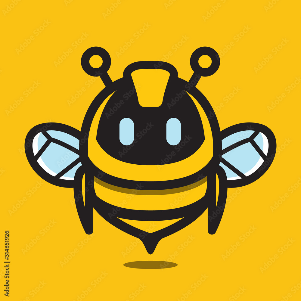 Bee cute droid robot technology character mascot logo vector ...