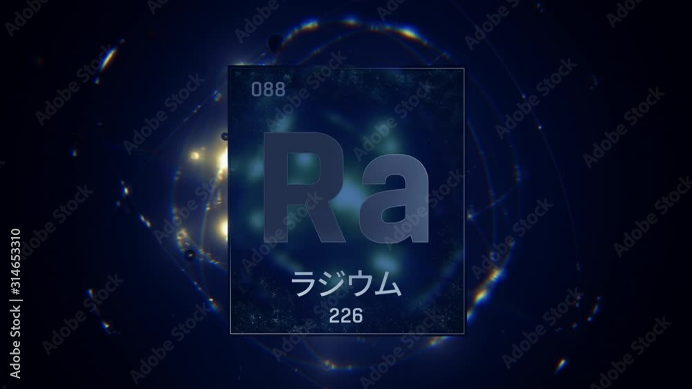 Radium as Element 88 of the Periodic Table. Seamlessly looping 3D ...