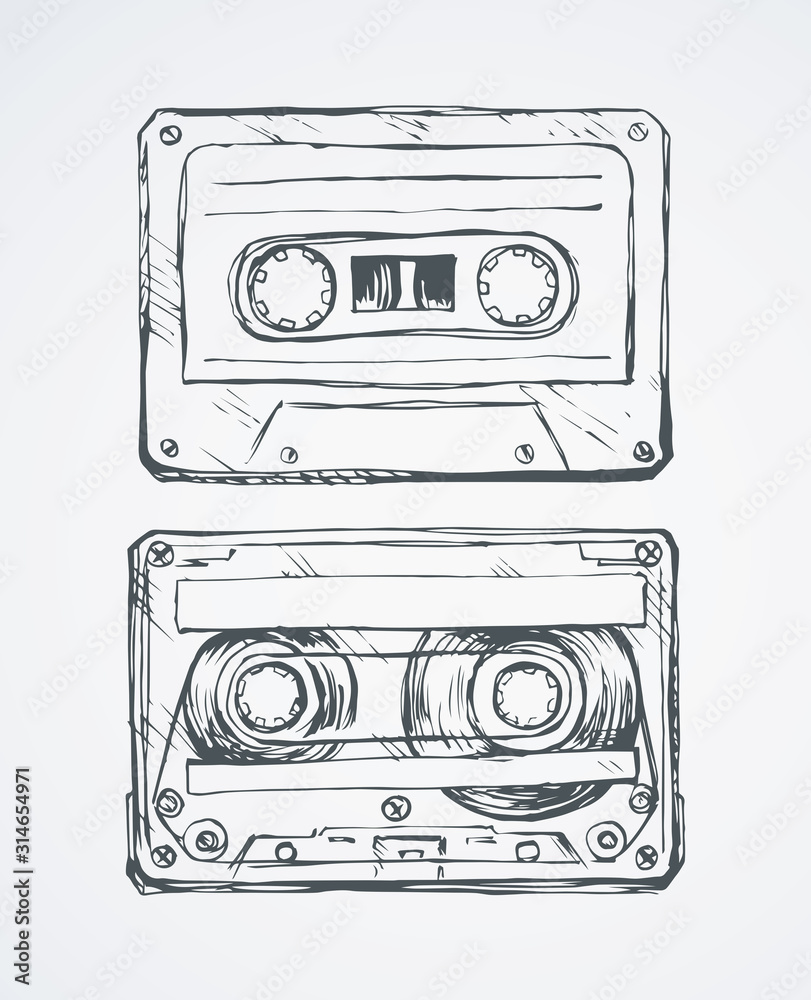 Cassette. Vector drawing Stock Vector | Adobe Stock