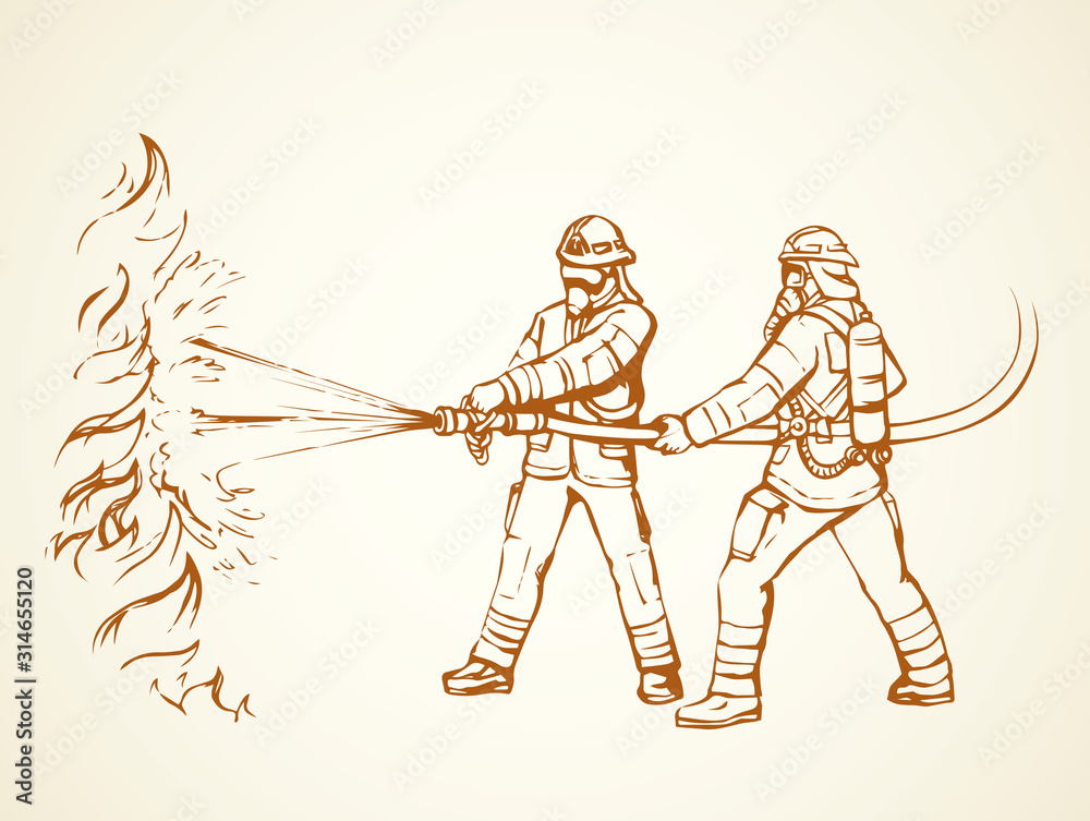 Firefighter. Vector drawing Stock Vector | Adobe Stock