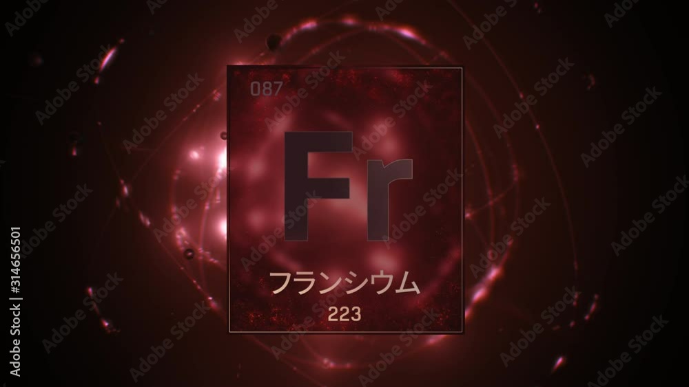 Francium as Element 87 of the Periodic Table. Seamlessly looping 3D ...