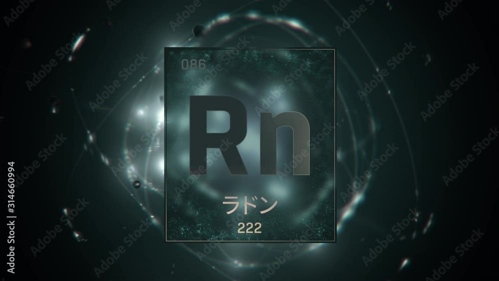 Radon as Element 86 of the Periodic Table. Seamlessly looping 3D ...