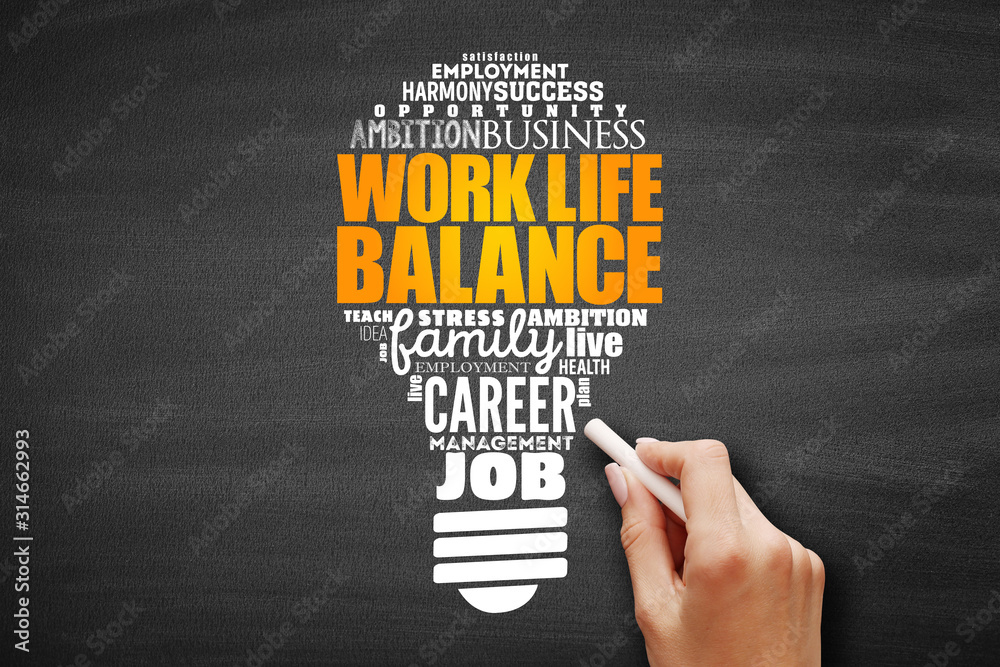 Work Life Balance light bulb word cloud collage, concept background ...