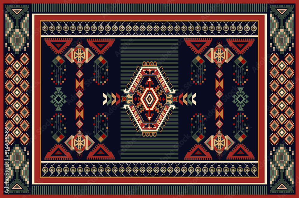 Colorful ornamental vector design for rug, carpet, tapis. Persian rug ...