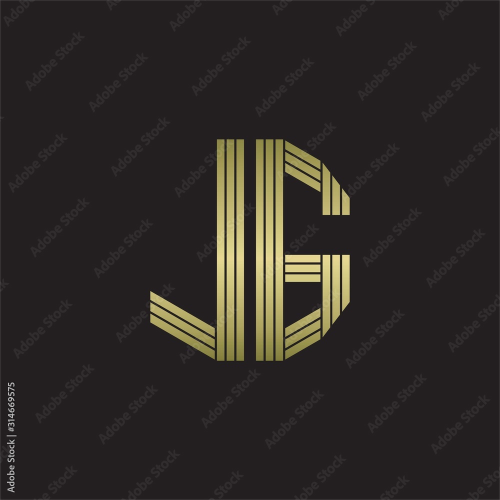 JG Logo monogram outline style linked isolated with gold colors Stock ...