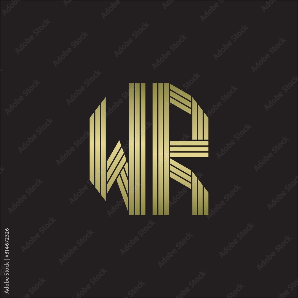 WR Logo monogram outline style linked isolated with gold colors Stock ...