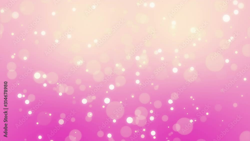 Animated romantic pink background with glowing yellow light bokeh ...
