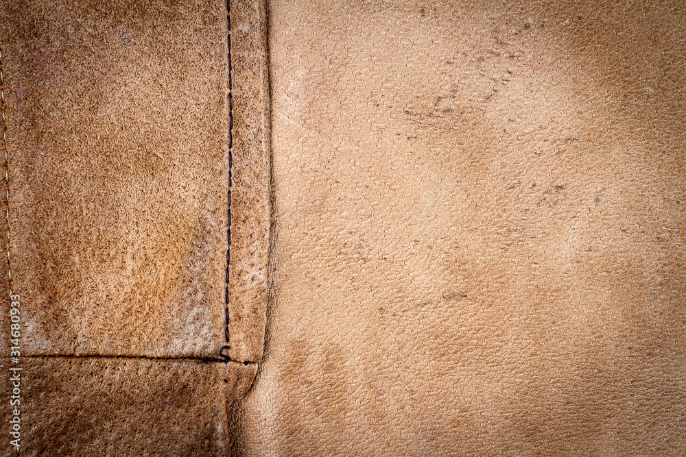 Genuine brown leather texture background. Back side. Stock Photo ...