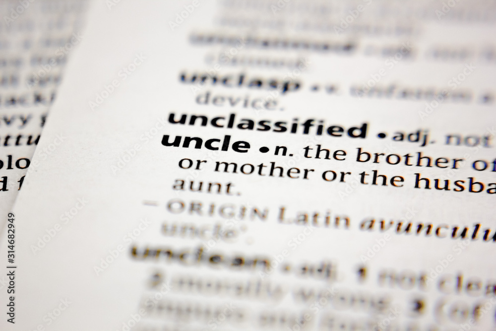 Word or phrase uncle in a dictionary. Stock Photo | Adobe Stock