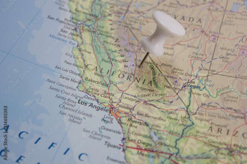 American state California on the map of the world. Stock Photo | Adobe ...