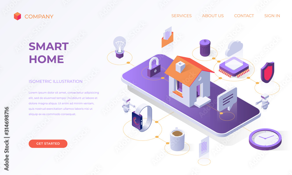 Landing page for smart home Stock Vector | Adobe Stock
