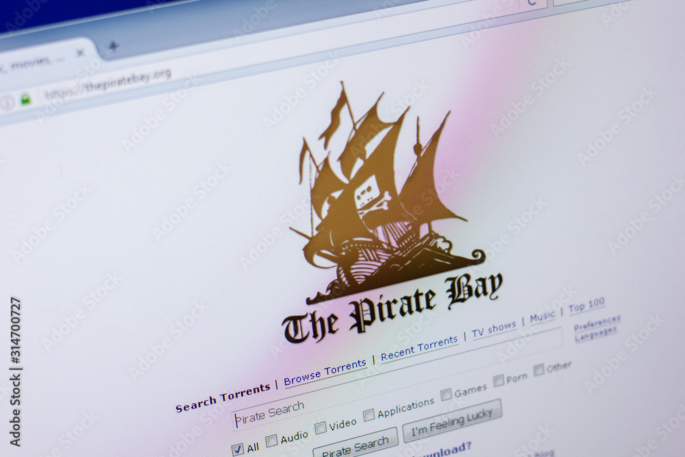 Ryazan, Russia - April 16, 2018 - Homepage of The Pirate Bay on the ...