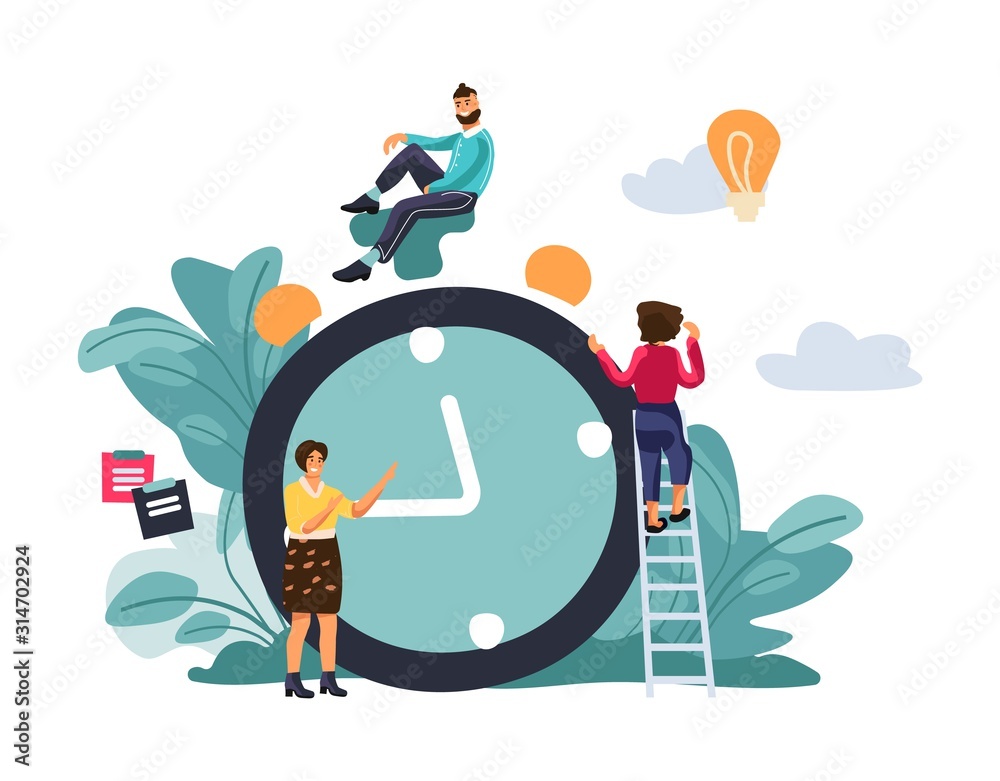 Time management concept. Scene with effective multitasking at work ...