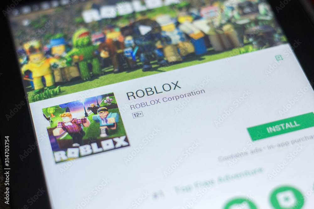 Ryazan, Russia - April 19, 2018 - Roblox mobile app on the display of ...