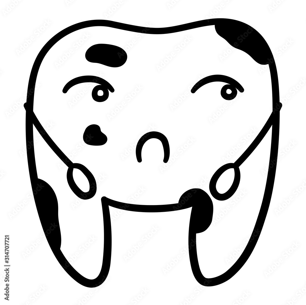 Sad Tooth Outline