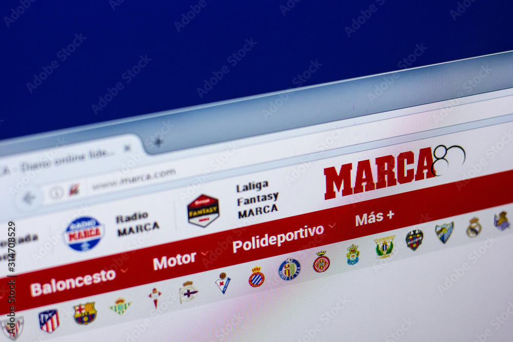 Ryazan, Russia - April 29, 2018: Homepage of Marca website on the ...