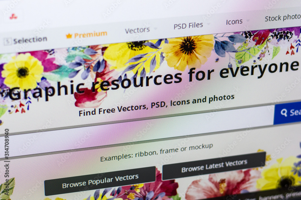 Ryazan, Russia - April 29, 2018: Homepage of Freepik website on the ...