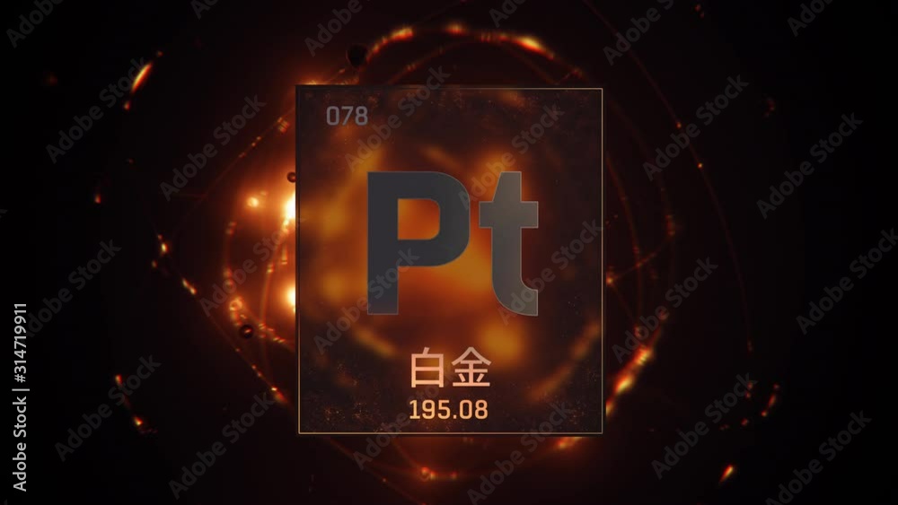 Platinum as Element 78 of the Periodic Table. Seamlessly looping 3D ...