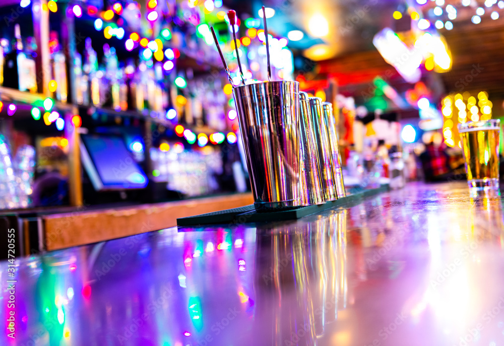 Boston Cocktail Shakers ready to use on sitting on a bar in Montreal ...