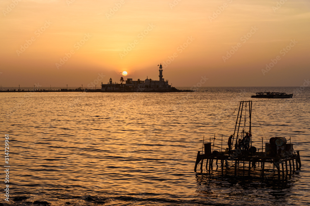 Haji Ali Dargah mosque and tomb on sunset. Mumbai. India Stock Photo ...