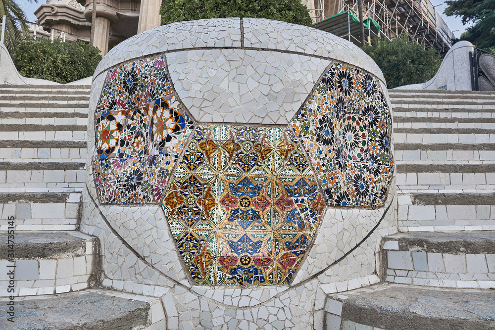 August 17, 2019. Barcelona, Spain. This photo was taken in Park Güell ...