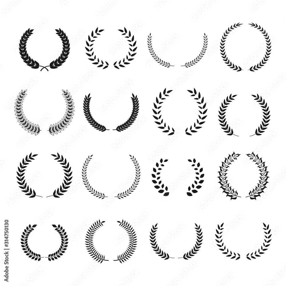 laurel wreath symbols set. Vintage elements Stock Vector | Adobe Stock