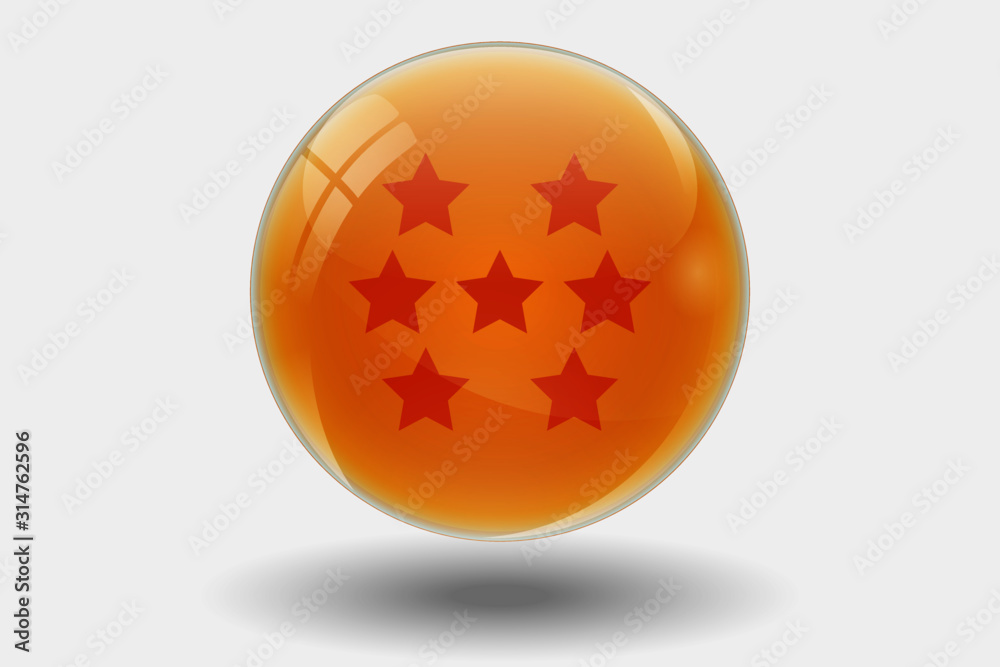 Seven star of orange crystal ball on white background. Ball star ...