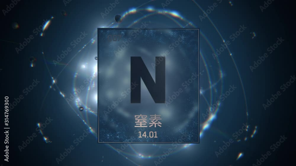 Nitrogen as Element 7 of the Periodic Table. Seamlessly looping 3D ...