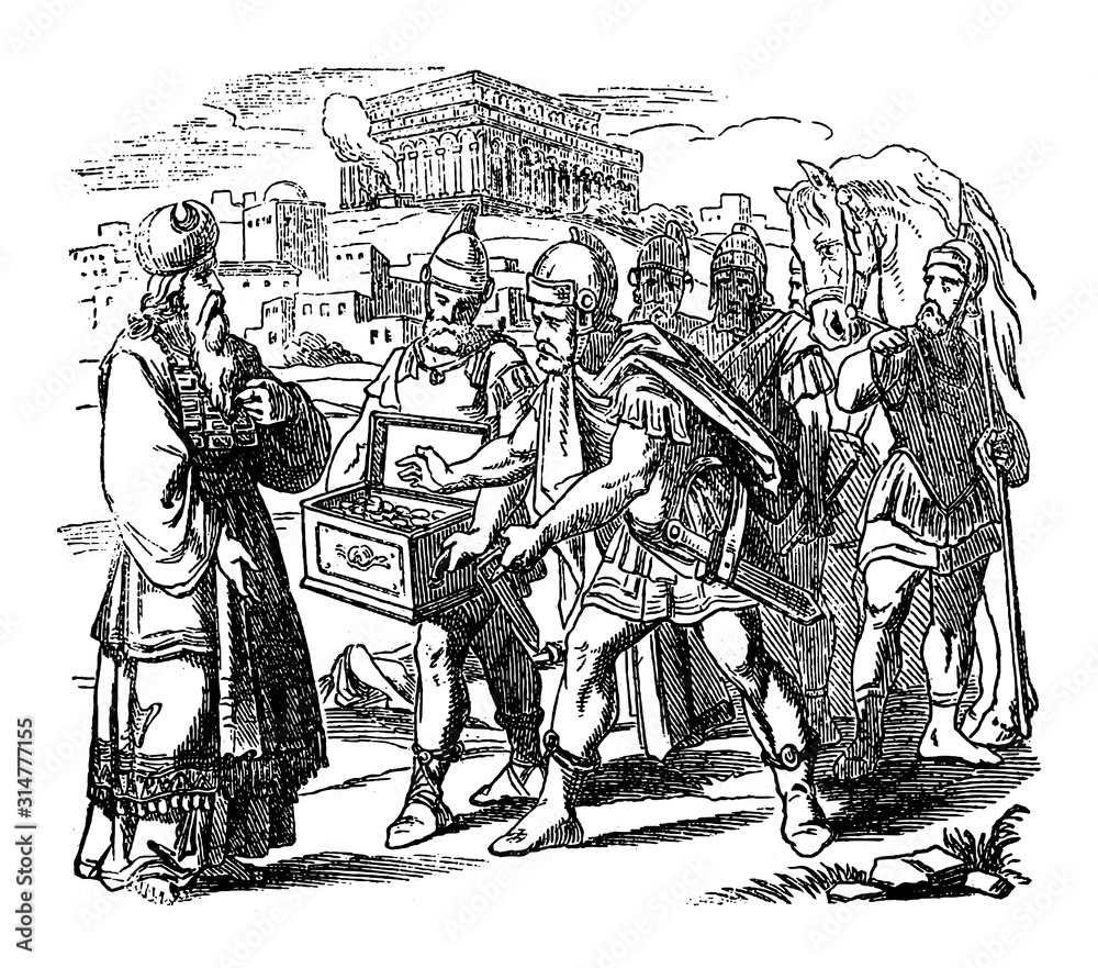 Vektorová grafika „Vintage drawing or engraving of biblical story of ...