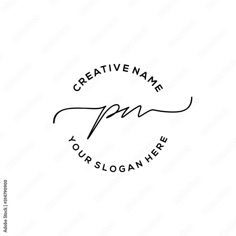 Initial letter PN Signature handwriting Logo Vector Stock Vector ...