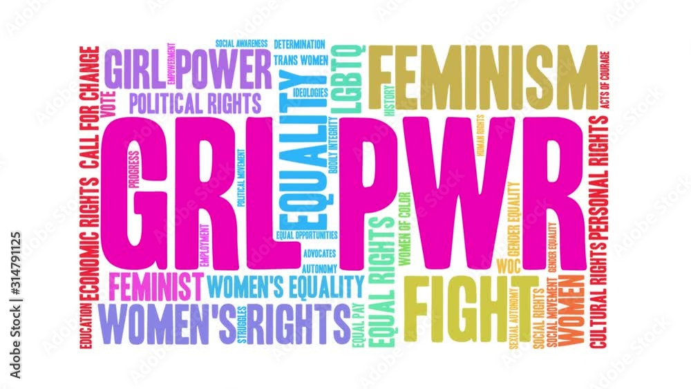 GRL PWR animated word cloud on a white background. This word cloud ...