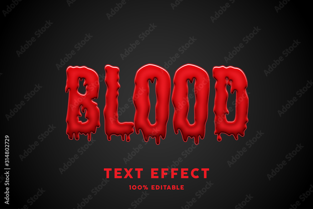 3d blood text effect, editable text Stock Vector | Adobe Stock