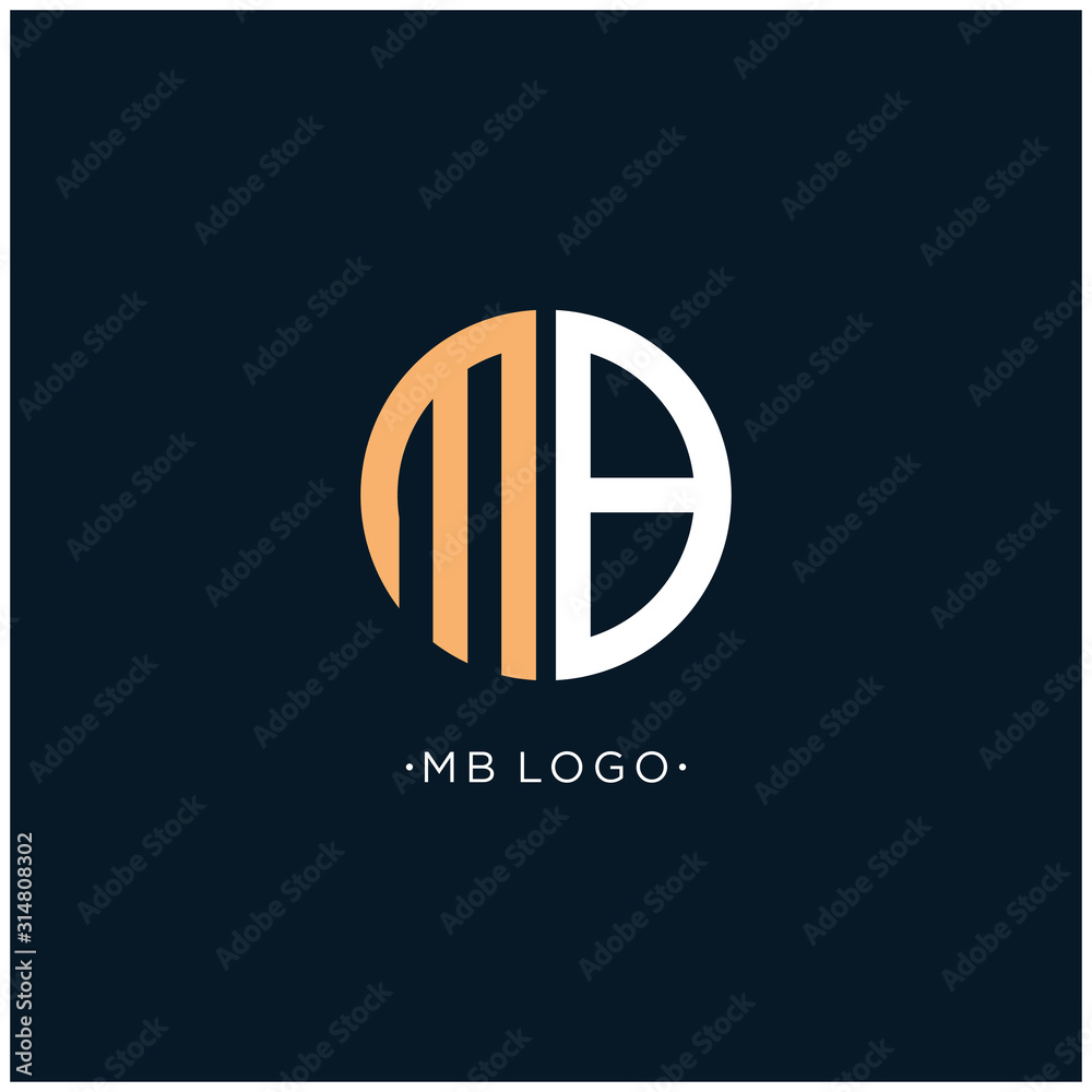 MB Circle Initials Letter Logo Design with Sans Serif Font Vector ...