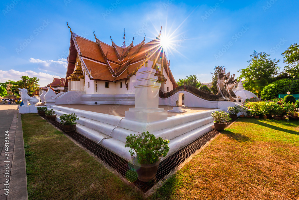 Wat Phumin, Buddhist temple with blue sky, one of the most famous ...