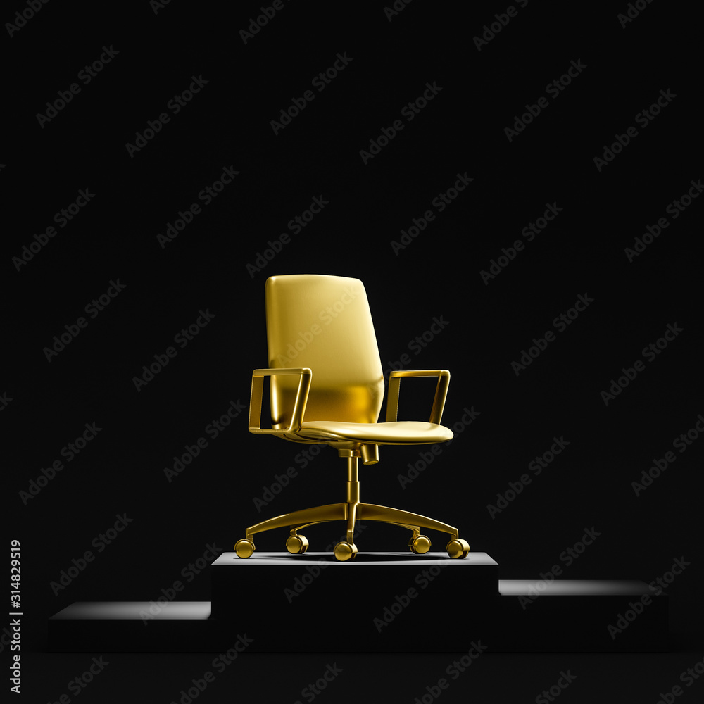 Gold office chair on award podium over black Stock Photo | Adobe Stock