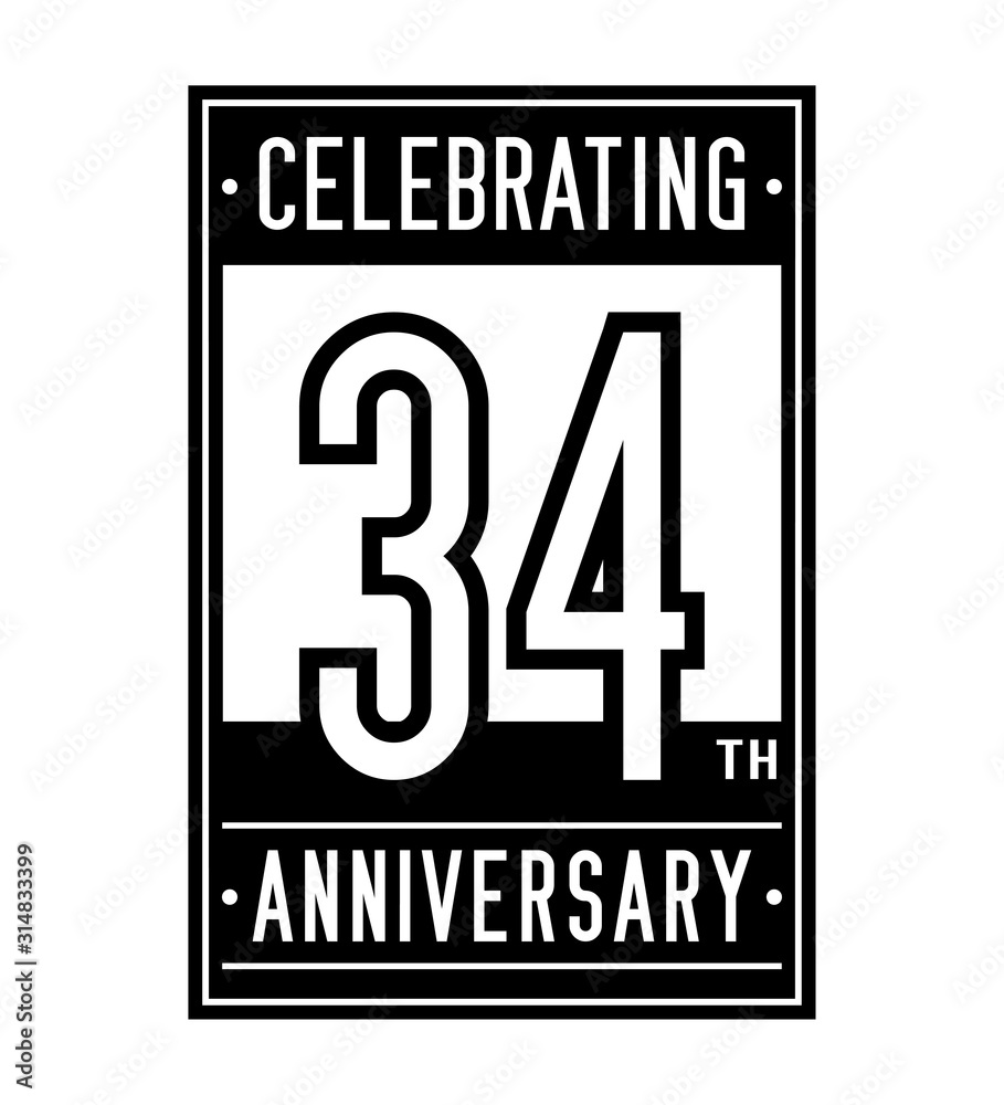34 years logo design template. Anniversary vector and illustration ...