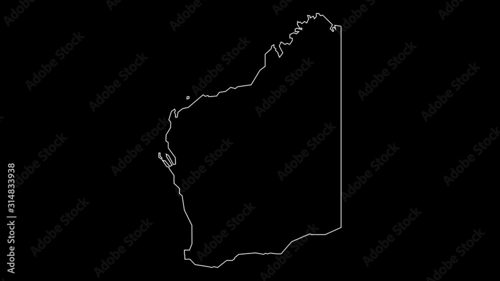 Western Australia region map outline animation Stock Video | Adobe Stock