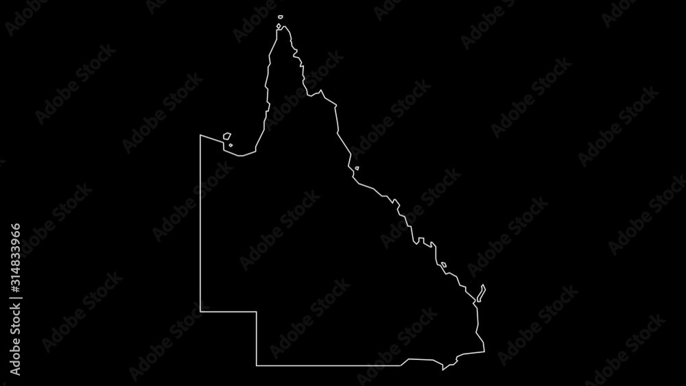 Queensland Australia region map outline animation Stock Video | Adobe Stock