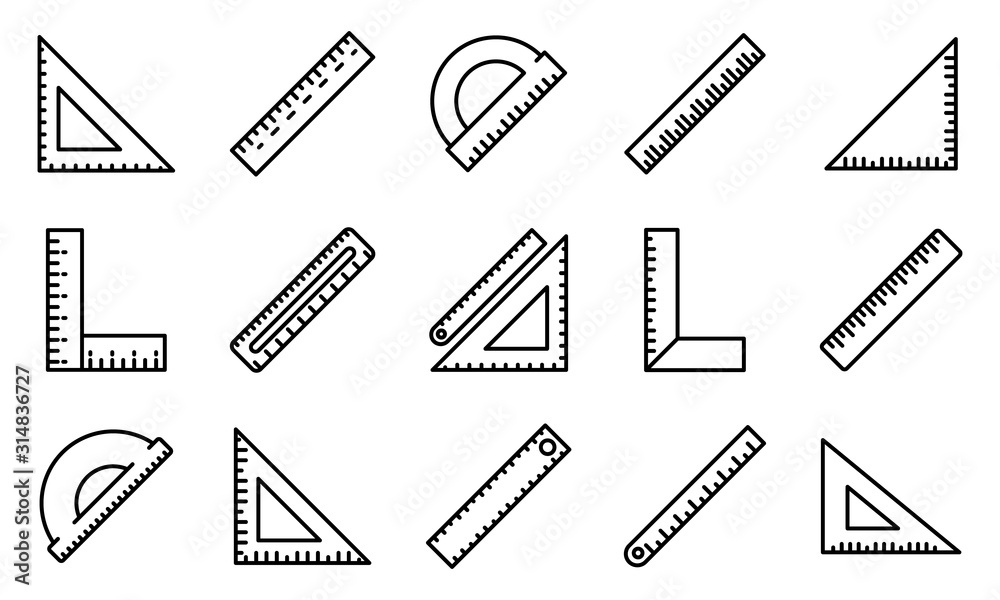 Ruler Icons Set Outline Set Of Ruler Vector Icons For Web Design Isolated On White Background 
