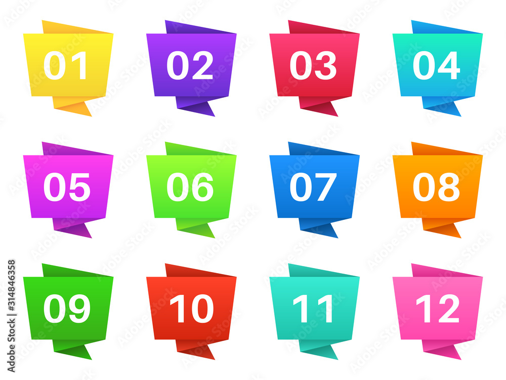 Number Bullet Points Colourful Steps With Numbers Pointing Text 