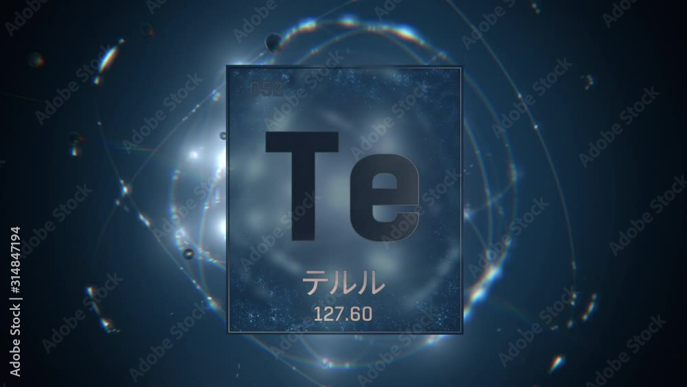 Tellurium as Element 52 of the Periodic Table. Seamlessly looping 3D ...