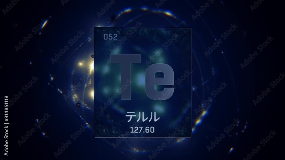 Tellurium as Element 52 of the Periodic Table. Seamlessly looping 3D ...