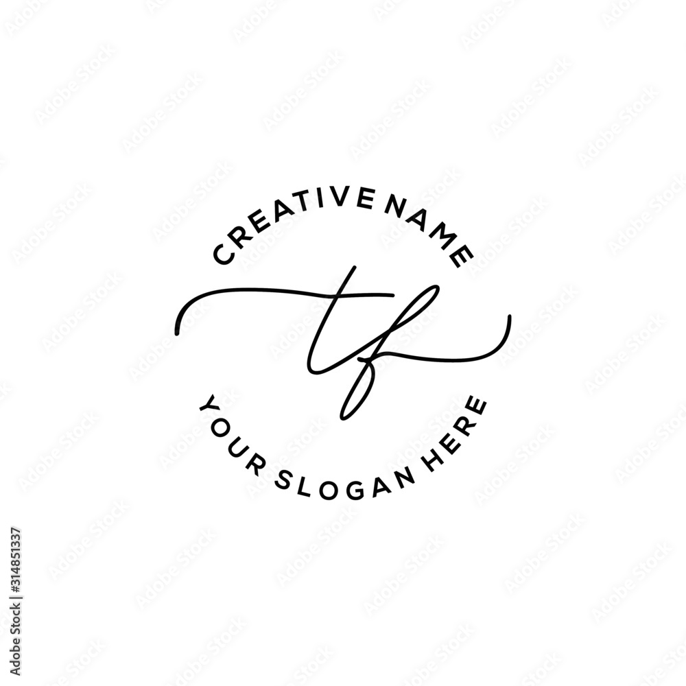 Initial letter TF Signature handwriting Logo Vector Stock Vector ...