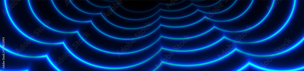 Blue neon laser waves concept illustration. Elegant wavy lines ...