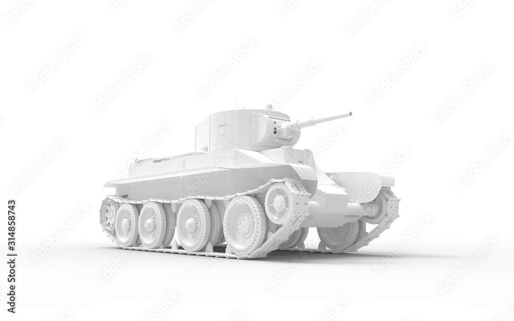 3d rendering of a white model tank isolated in white studio background ...