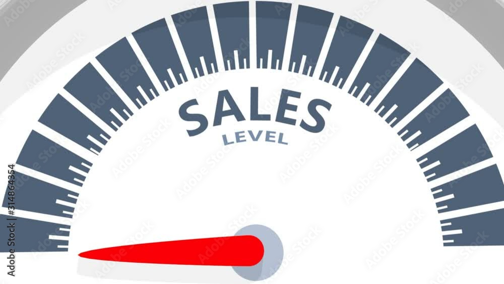 Color scale with arrow. The sales level measuring device. Sign ...