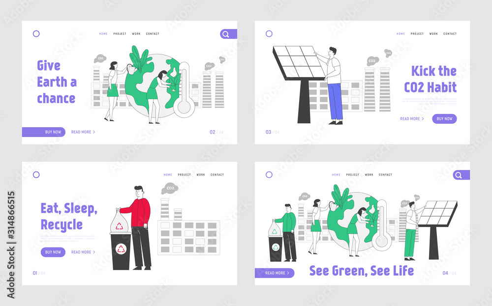 Clean Electricity Development Website Landing Page Set. People Prepare ...